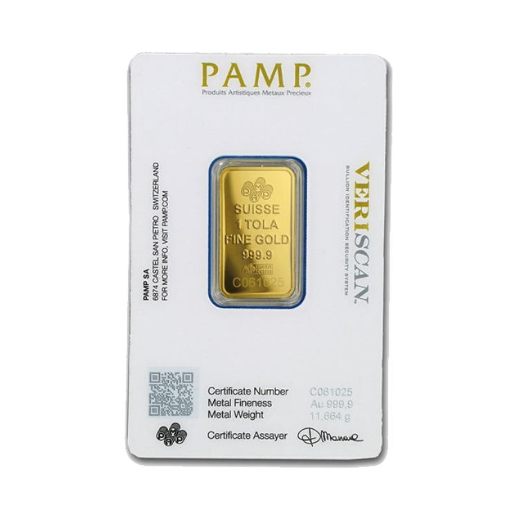1 tola Pamp Suisse Gold Bar